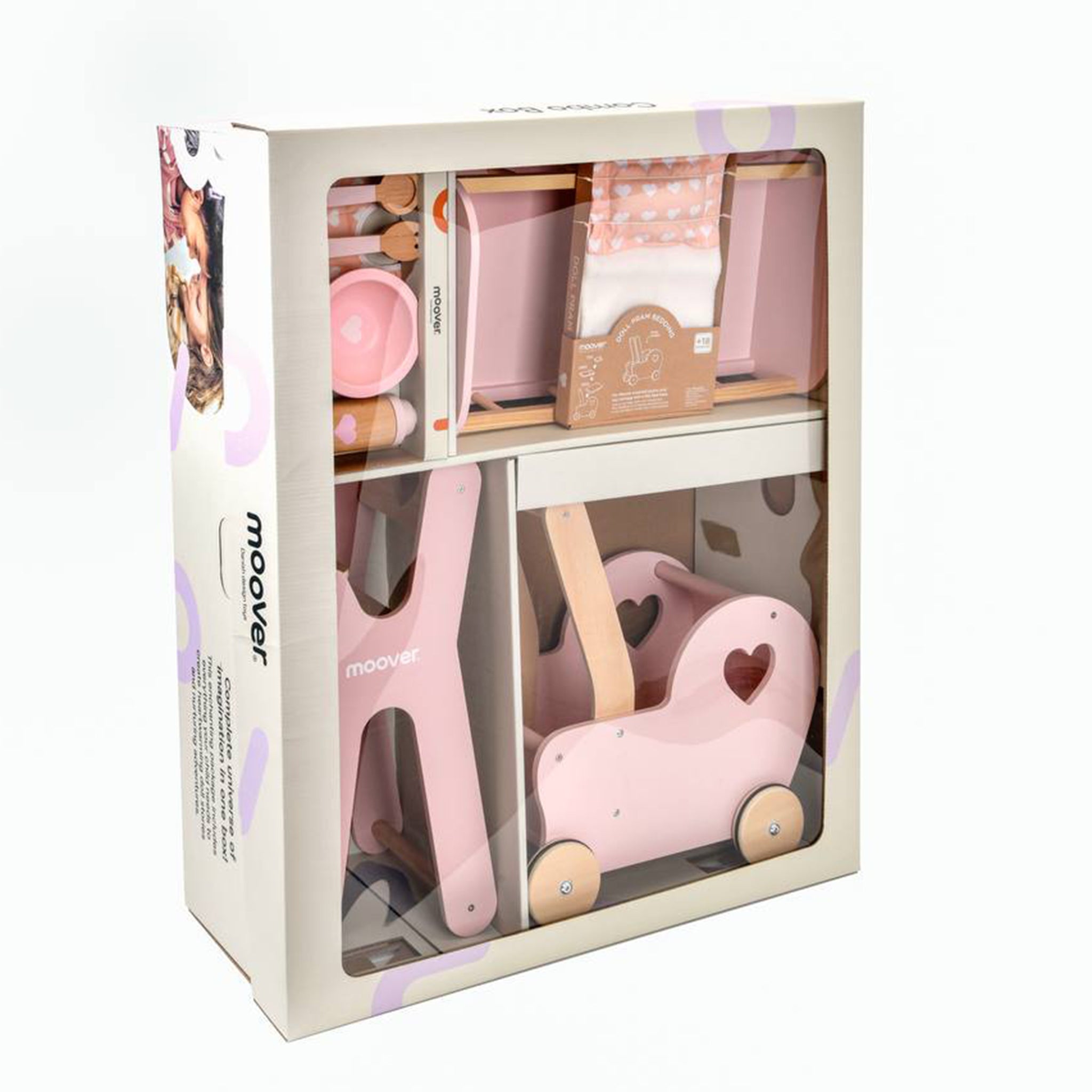 Moover Doll Playset Deluxe Pink | Pram | Highchair | Feeding Set | Cra ...